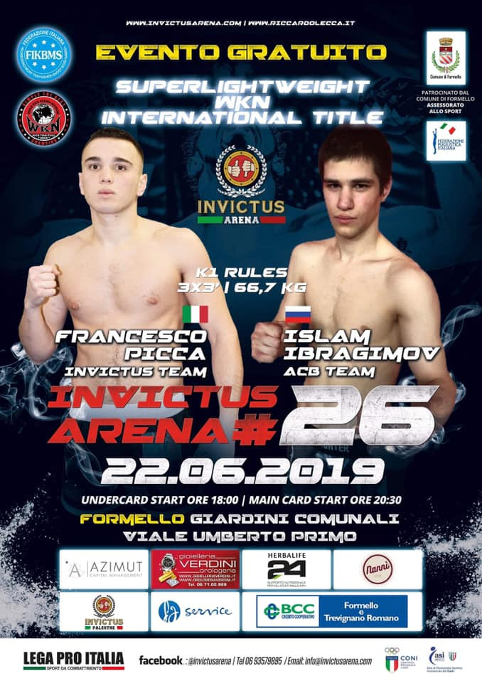 ‘Invictus Arena 26’ fight card: 2 WKN International titles in Formello ...